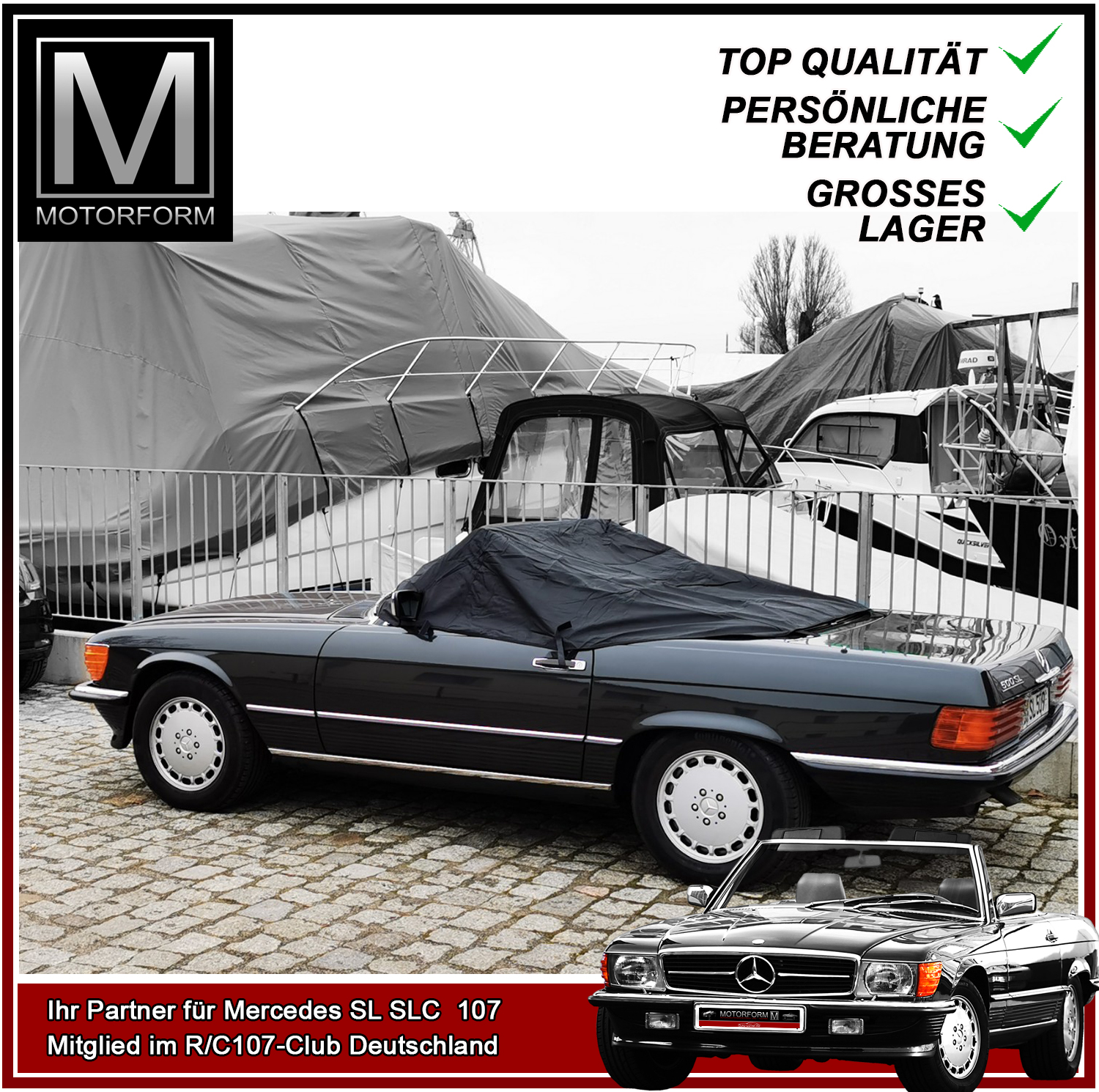 Cabrio-Cover (Tonneau) für Mercedes SL R107 - Motorform-Shop
